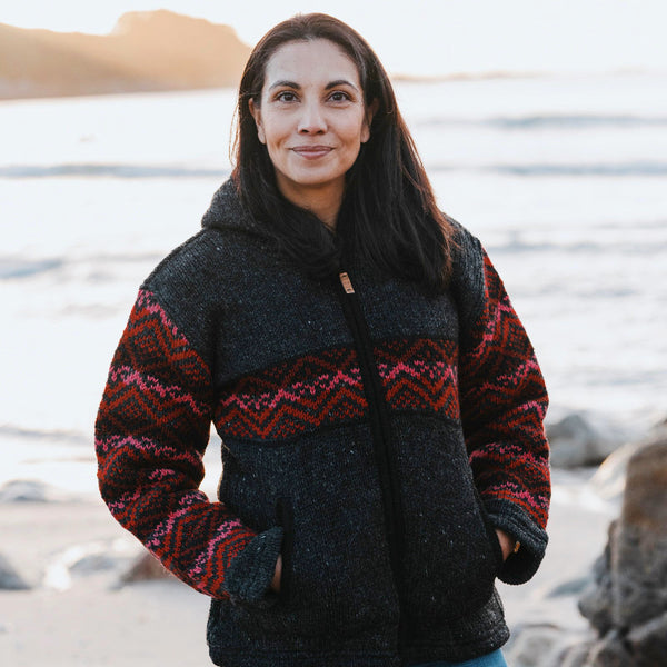 Women's Coronet Peak NZ Wool Jacket - Cherry - Mount Kiwi